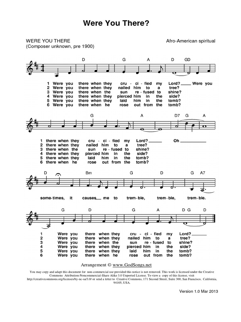 Were You There? Chords in D PDF | PDF