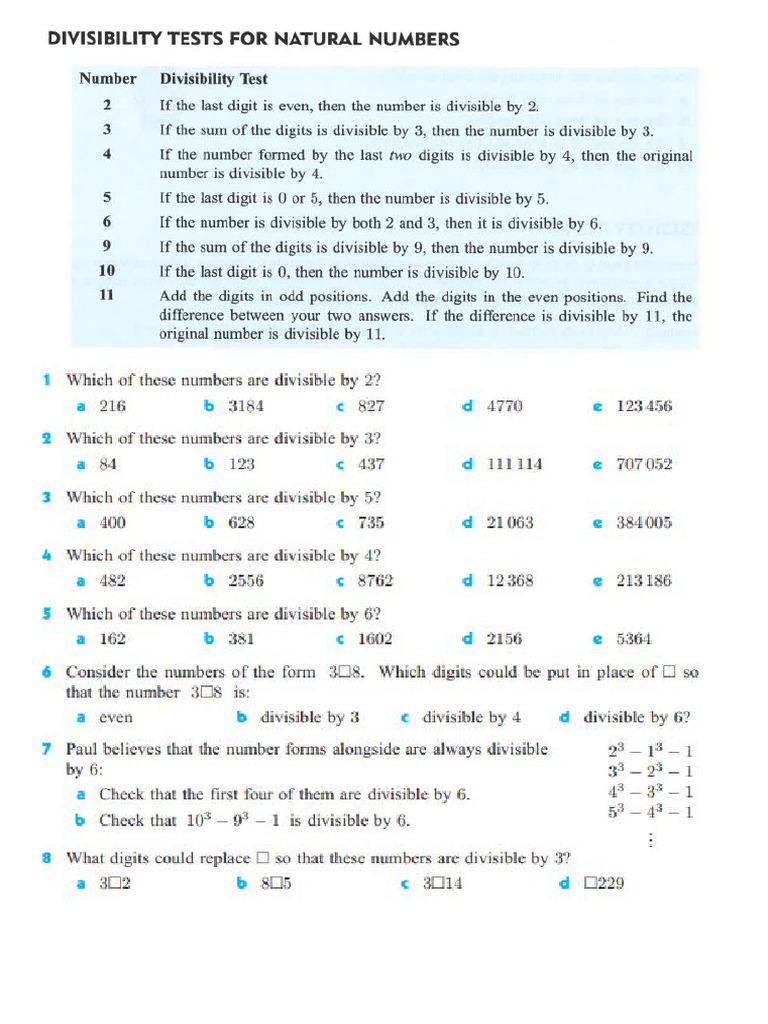 Divisibility Tests | PDF