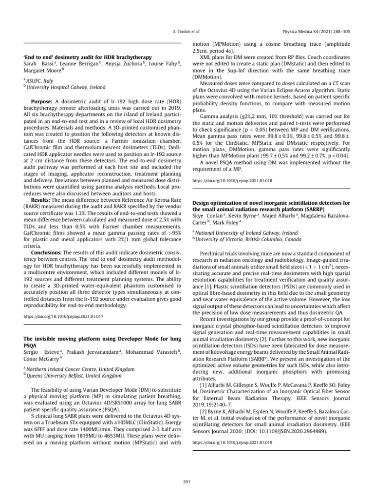 End-To-End Dosimetry Audit For HDR | PDF | Dosimetry | Radiation Therapy