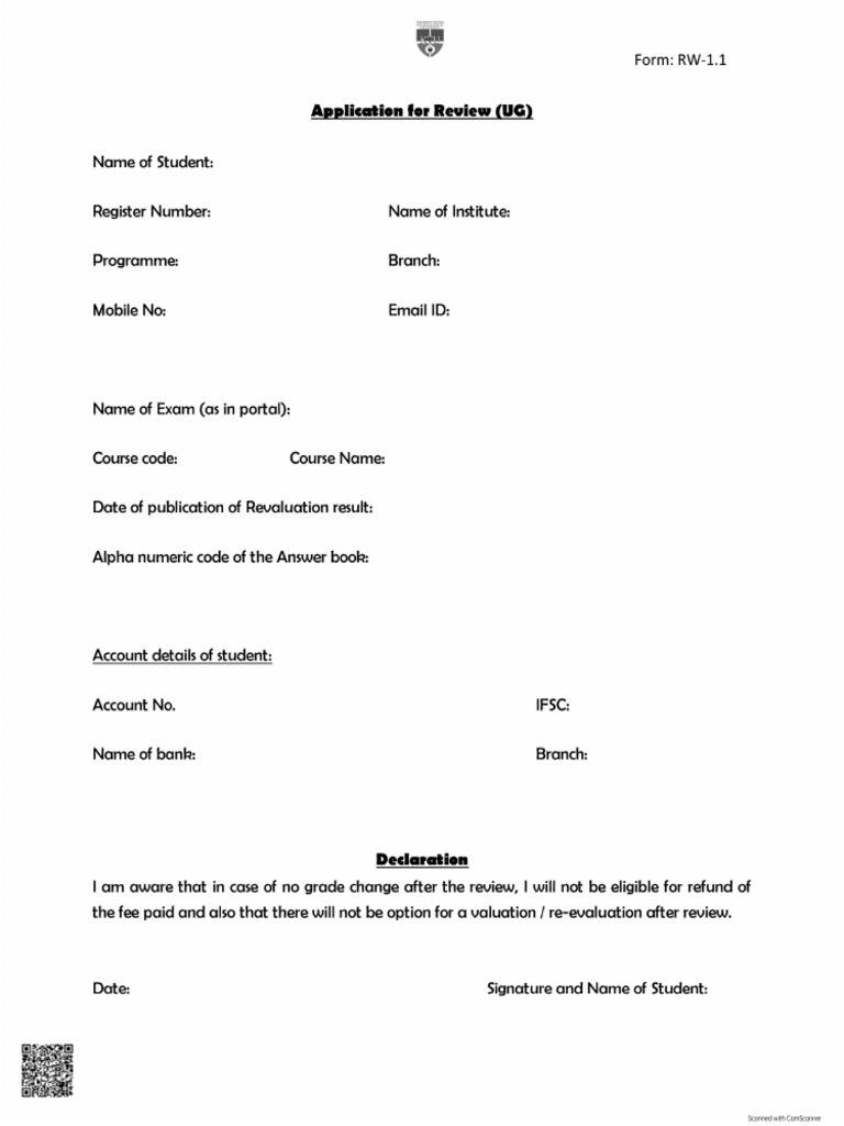 Review Request Apllication Form | PDF