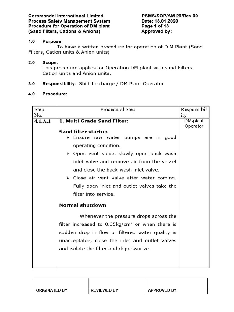 DM Plant Operation Procedure Guide | PDF | Pump | Visual Cortex