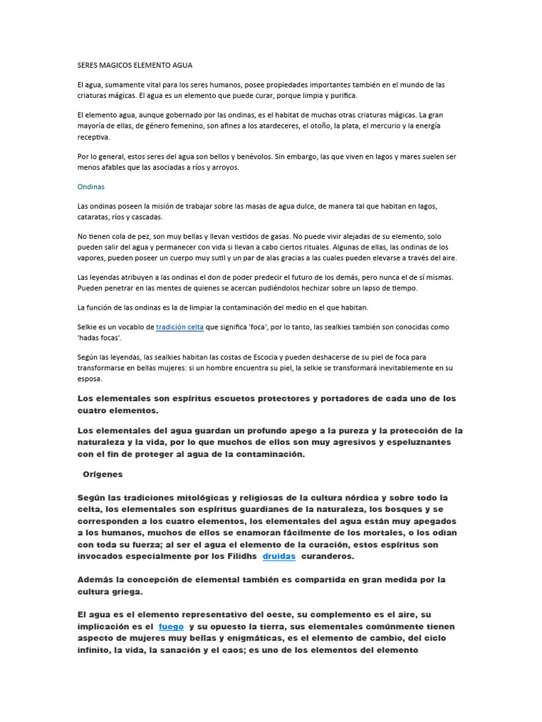Ondinas y Seres Mágicos del Agua | PDF | Agua | Nereidas