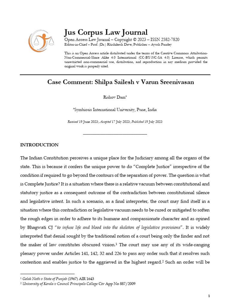 Case Comment | PDF | Divorce | Equity (Law)