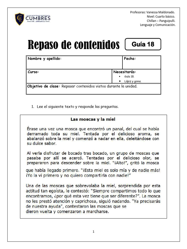 Guia 18 Repaso de Unidad | PDF
