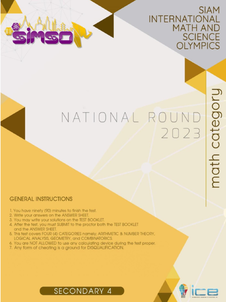 G10-2023-SIMSO-Math-National Round | PDF | Area | Circle