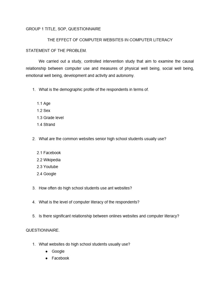 Christian James Delos Reyes - Activity #1_ Approved Title, SOP and Survey Questionnaire | PDF ...