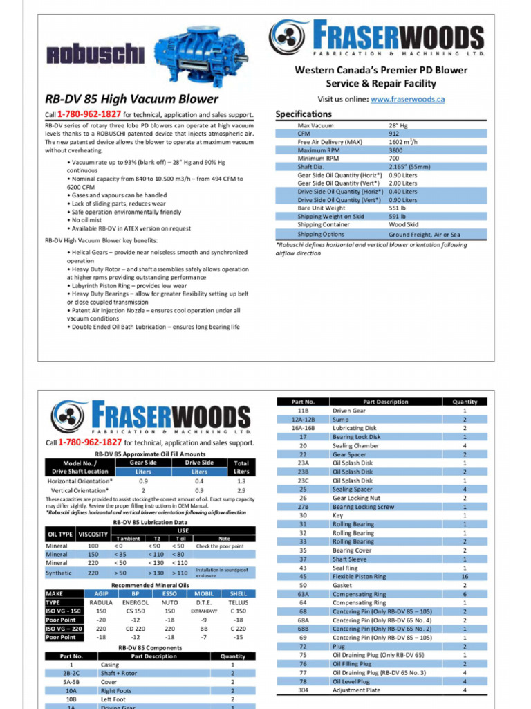 Datasheet ROBUSCHI RB DV85SP HT 193937 | PDF
