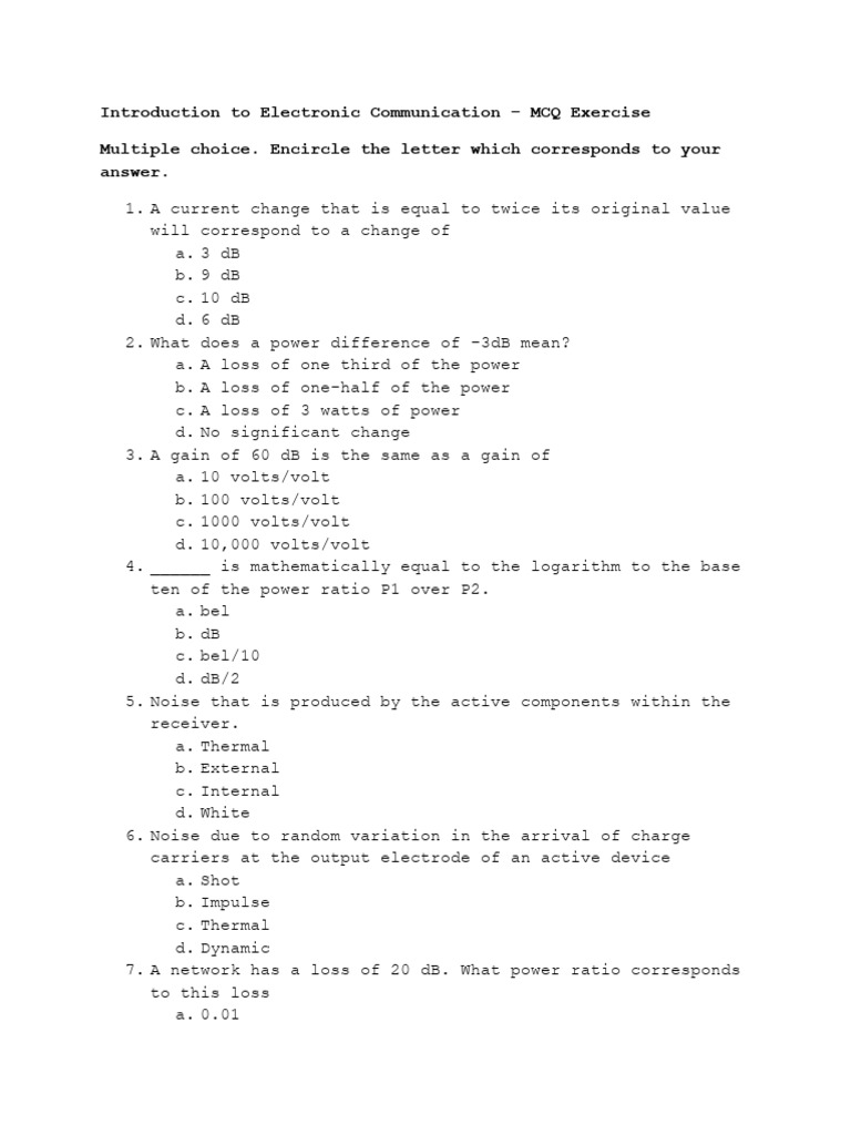 Introduction To Electronics Communication - Review Class Topic 1 MCQ ...