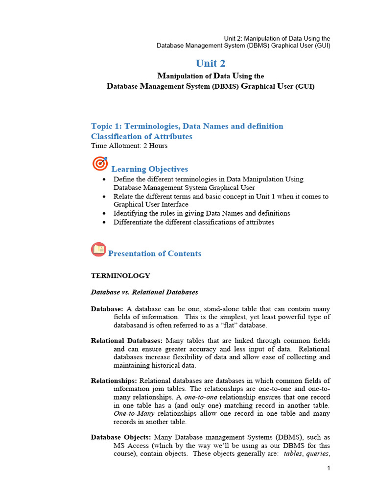 Unit 2 | PDF | Databases | Microsoft Access