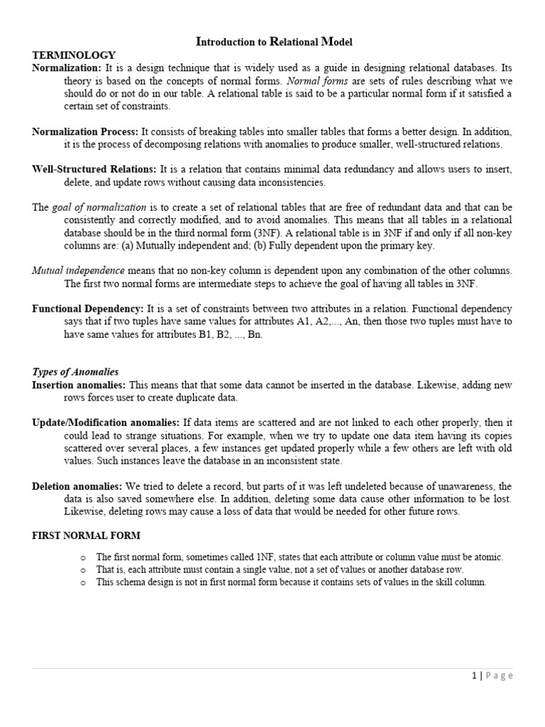 Normalization Pdf Relational Model Information Science