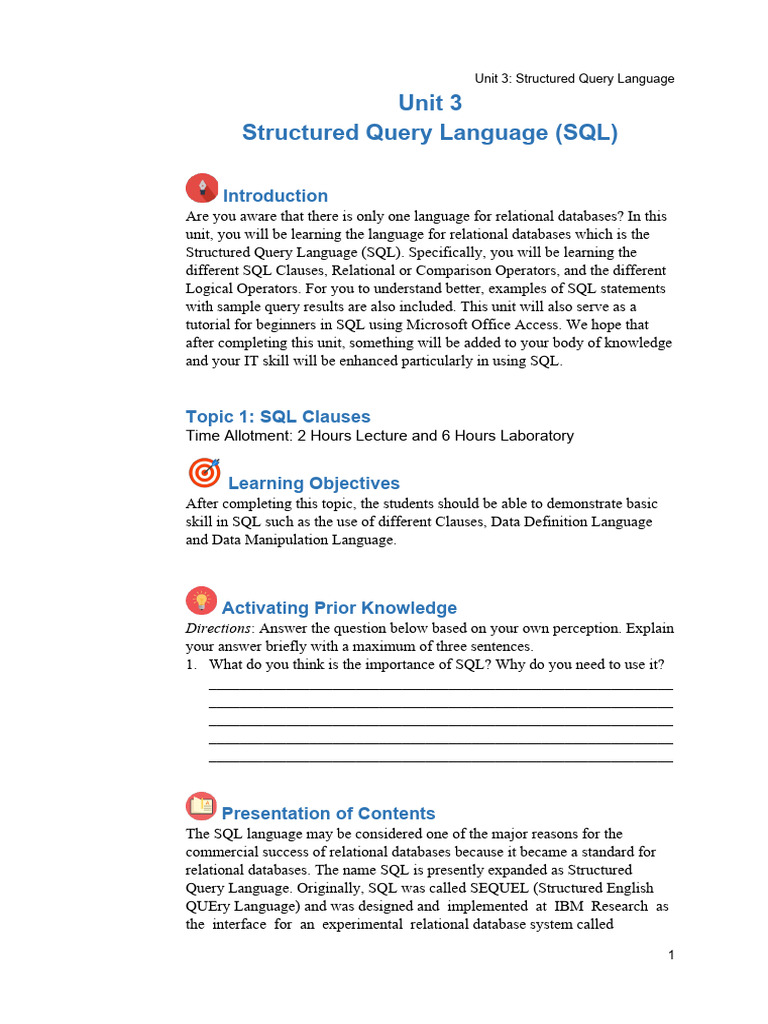 Introduction to SQL Basics and Clauses | PDF | Sql | Relational Model