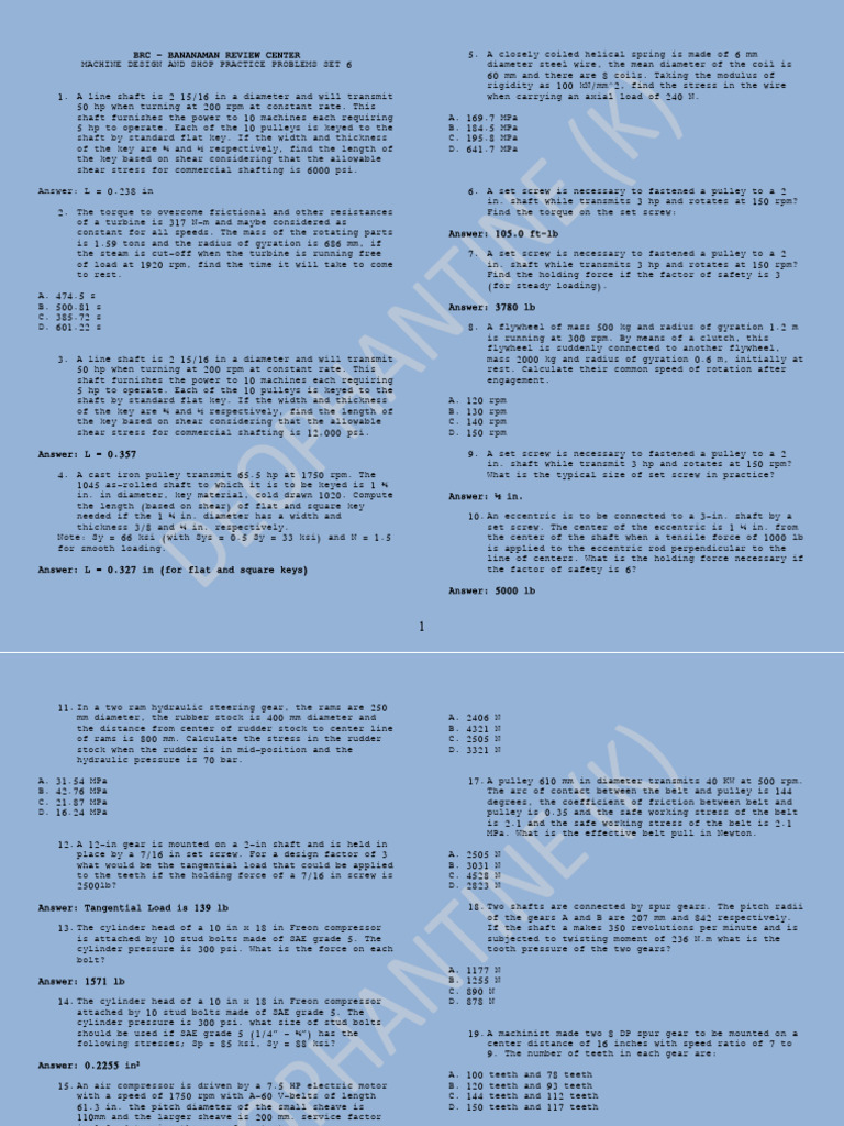 MDSP SET 6no Answer | PDF | Strength Of Materials | Belt (Mechanical)