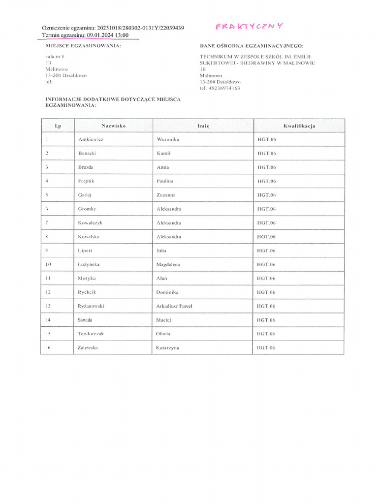 Harmonogram Zawodowy | PDF