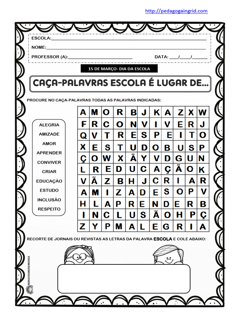 Caça-Palavras Dia Da Escola | PDF | Blog | Ciberespaço