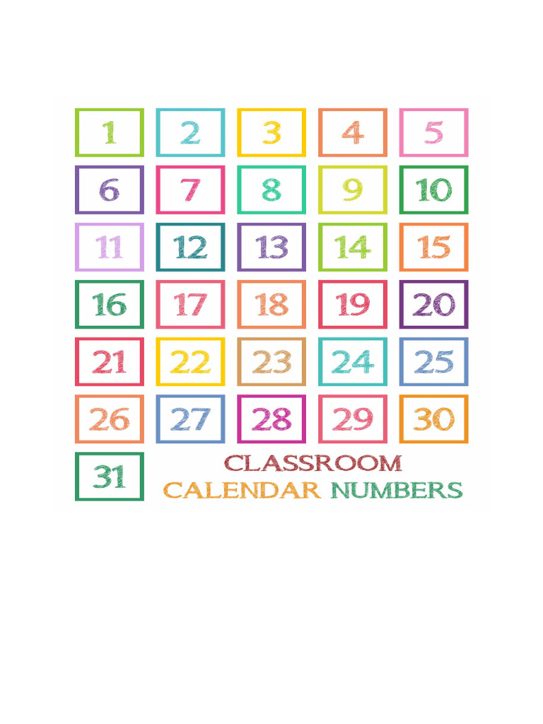 Printablee.com Free Printable Classroom Calendar Numbers 424950.Jpg | PDF