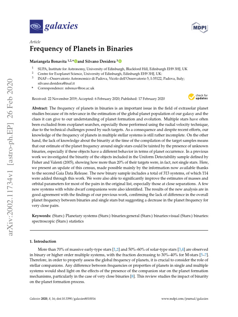 Galaxies: Frequency of Planets in Binaries | PDF | Stars | Exoplanet