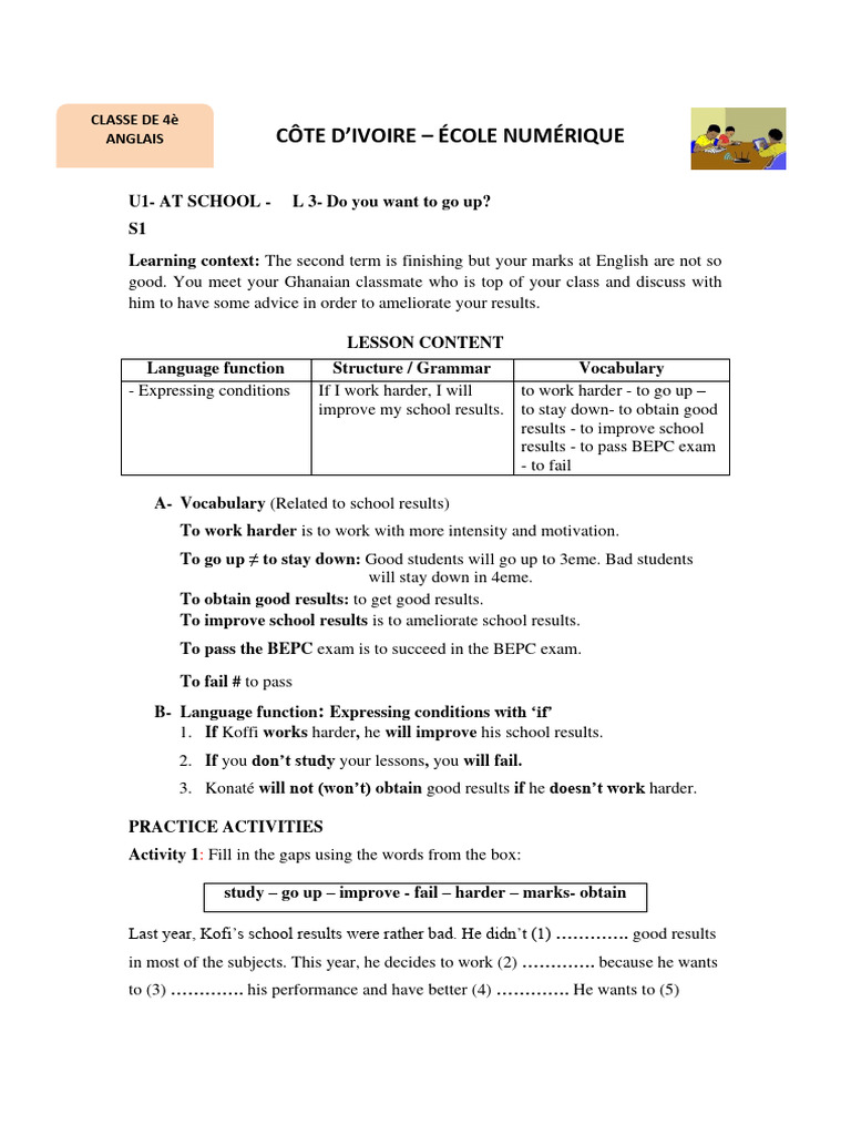UNIT 1 LESSON 3 4e ANGLAIS | PDF | Cognitive Science | Cognition