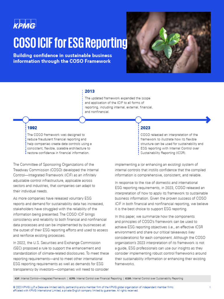 COSO Framework for ESG Reporting 2023 | PDF | Internal Control | Risk
