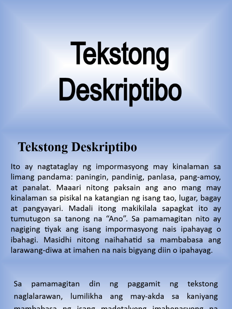 Tekstong Deskriptibo | PDF