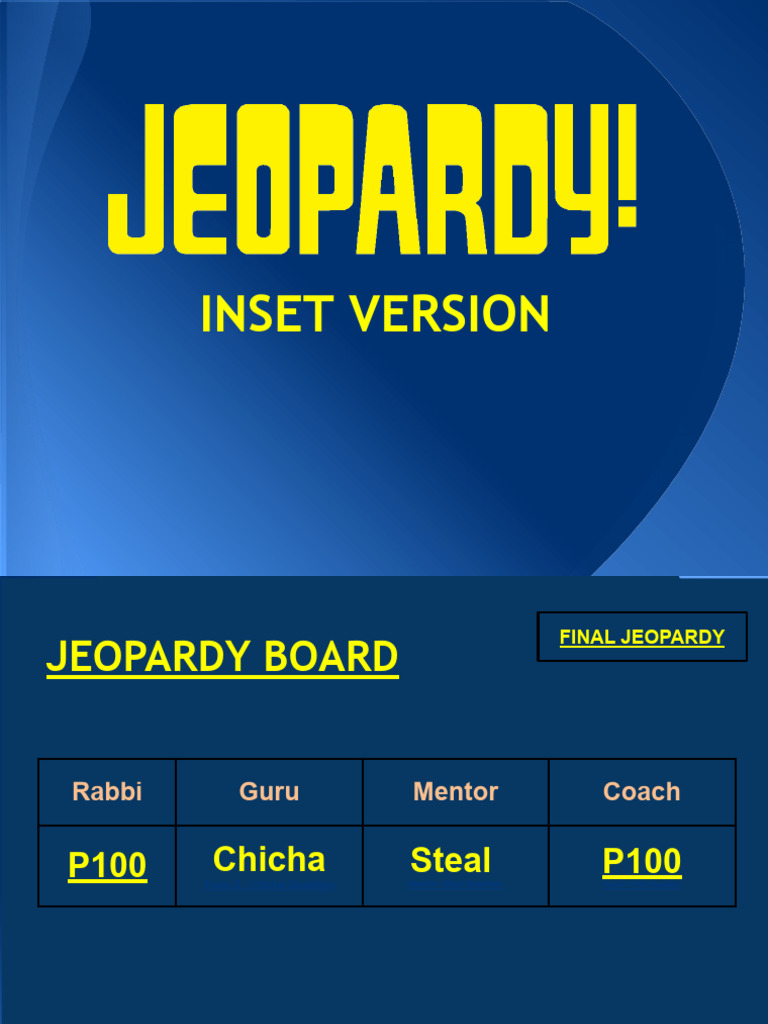 Jeopardy Game TEACHERS VERSION 1 | Download Free PDF | Cognitive ...