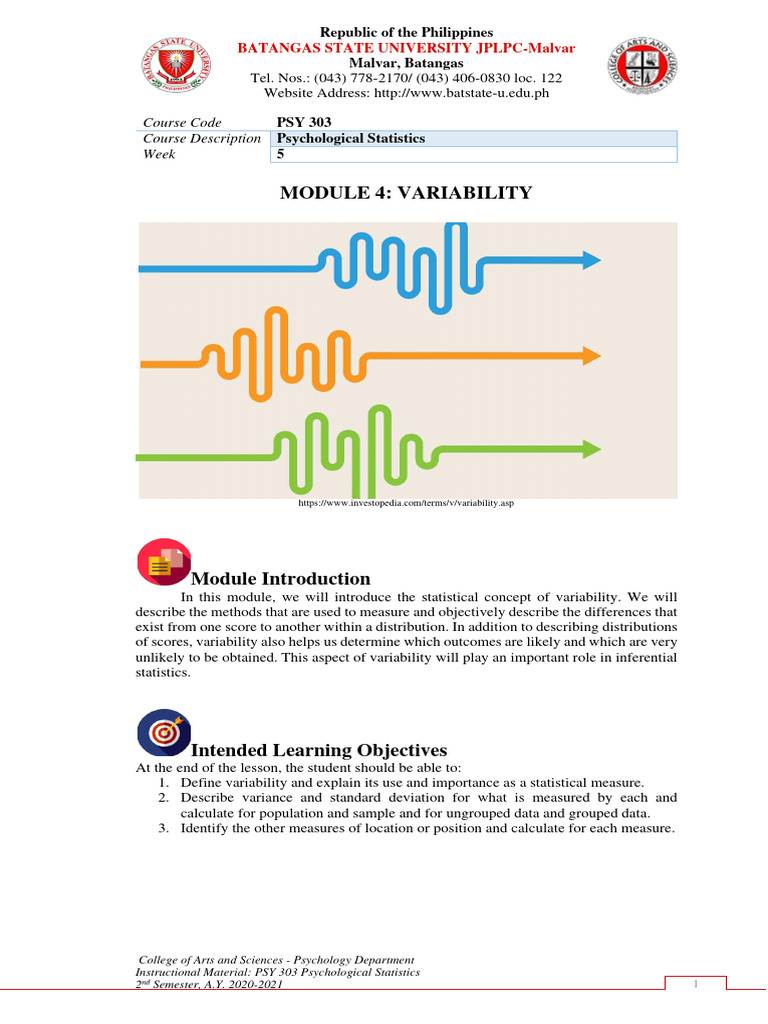 MODULE 4 - Variability | PDF | Statistics | Standard Deviation