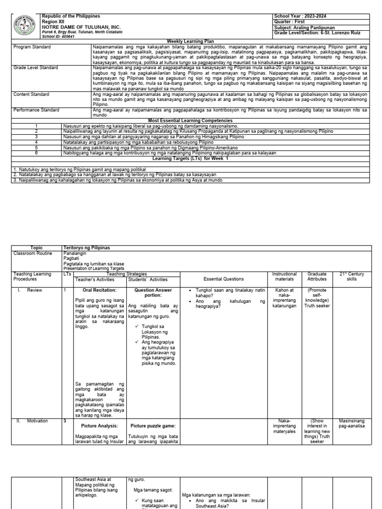 AP 6 Week 2, PALENCIA | PDF