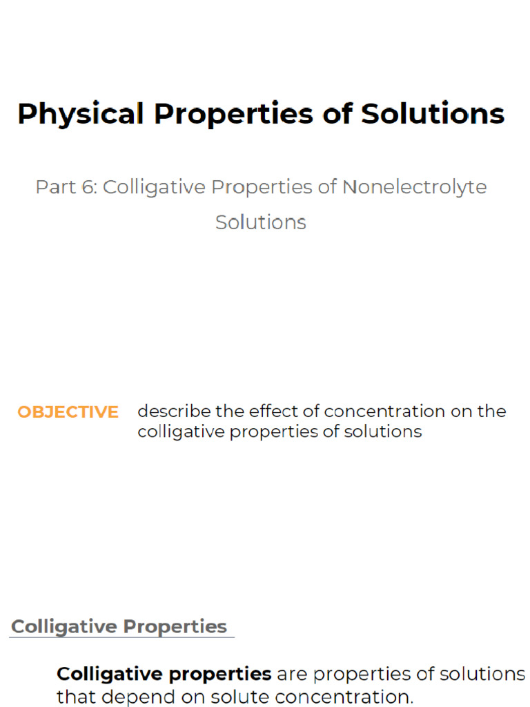 Colligative Properties of Solutions | PDF