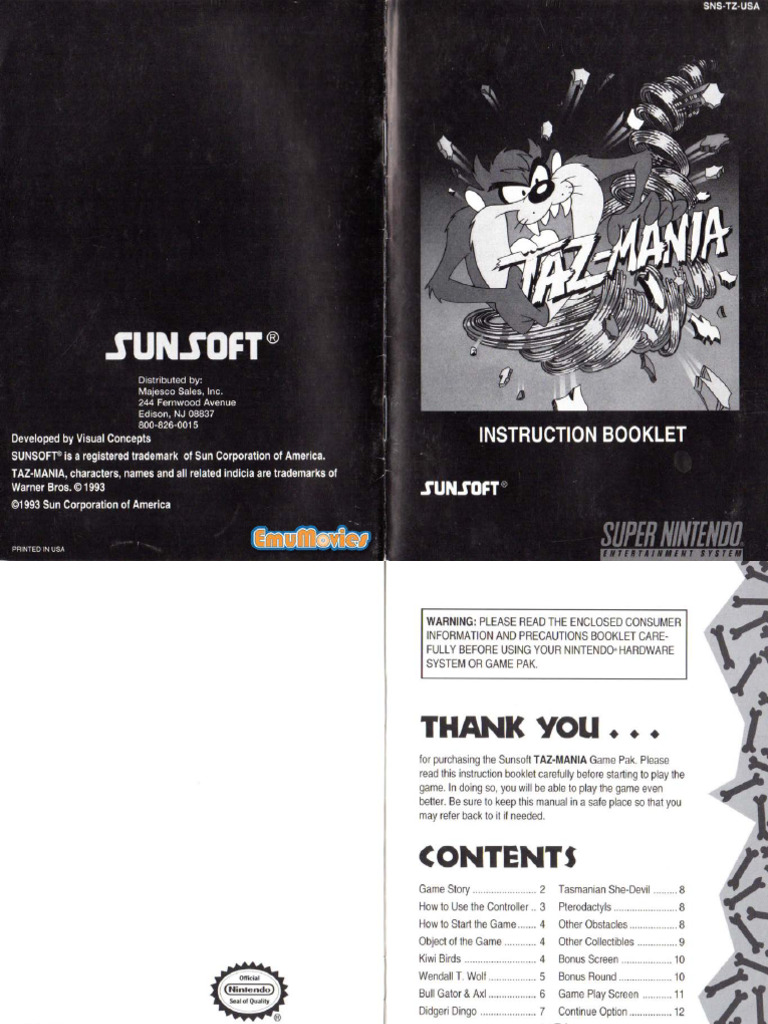 Taz-Mania (USA) (Rev 1) | PDF