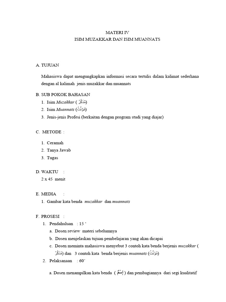 Isim Muzakkar dan Muannats dalam Bahasa Arab | PDF
