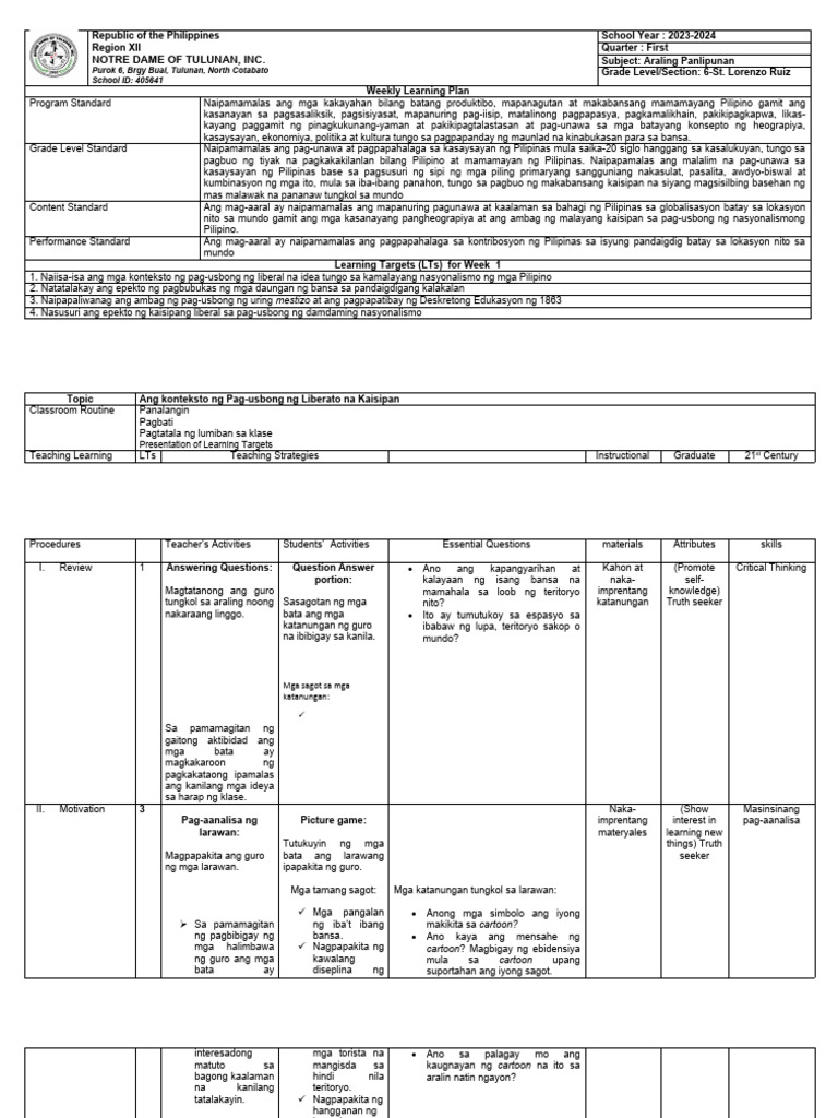 AP 6 Week 3, PALENCIA | PDF