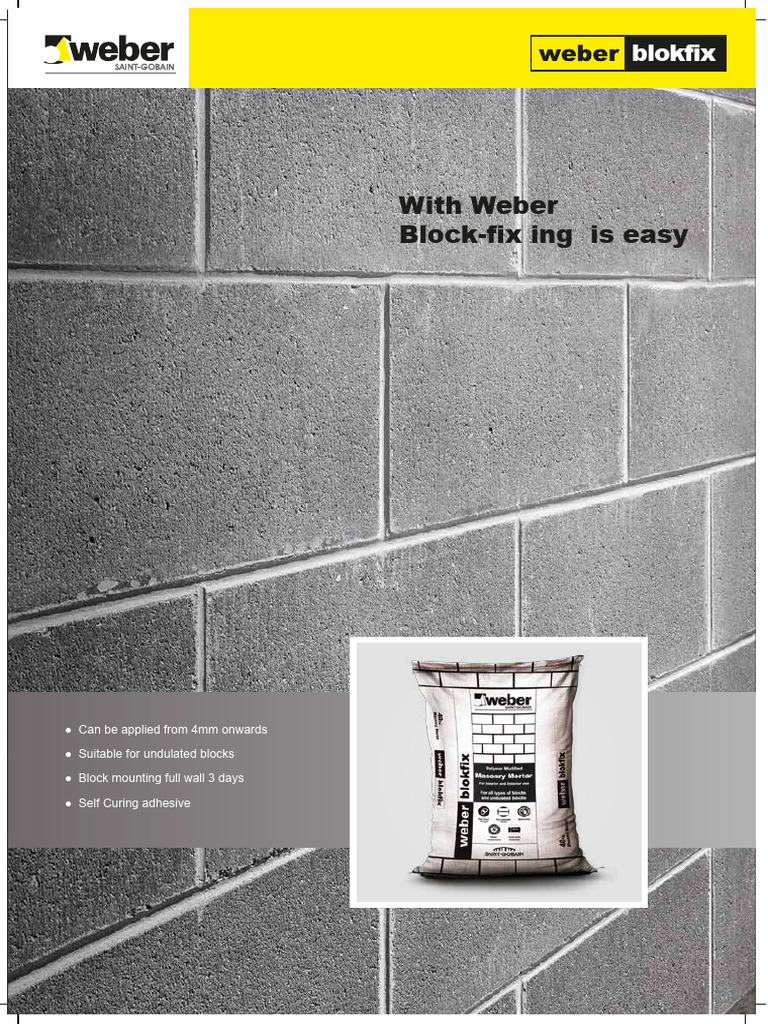 Construction Pros: Weber Blokfix Guide | PDF | Mortar (Masonry) | Masonry