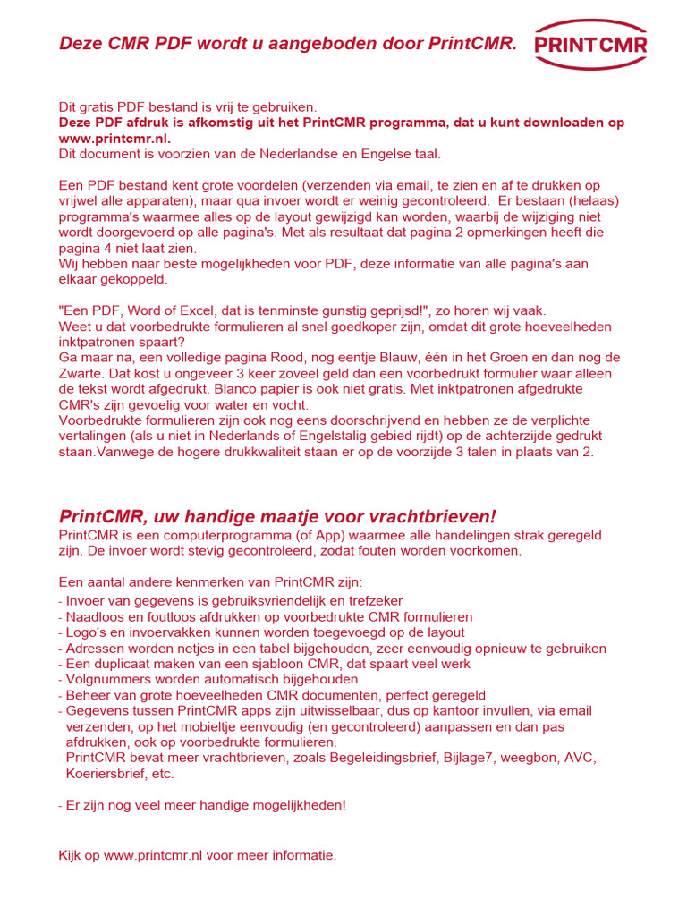 PrintCMR PDF NL | PDF