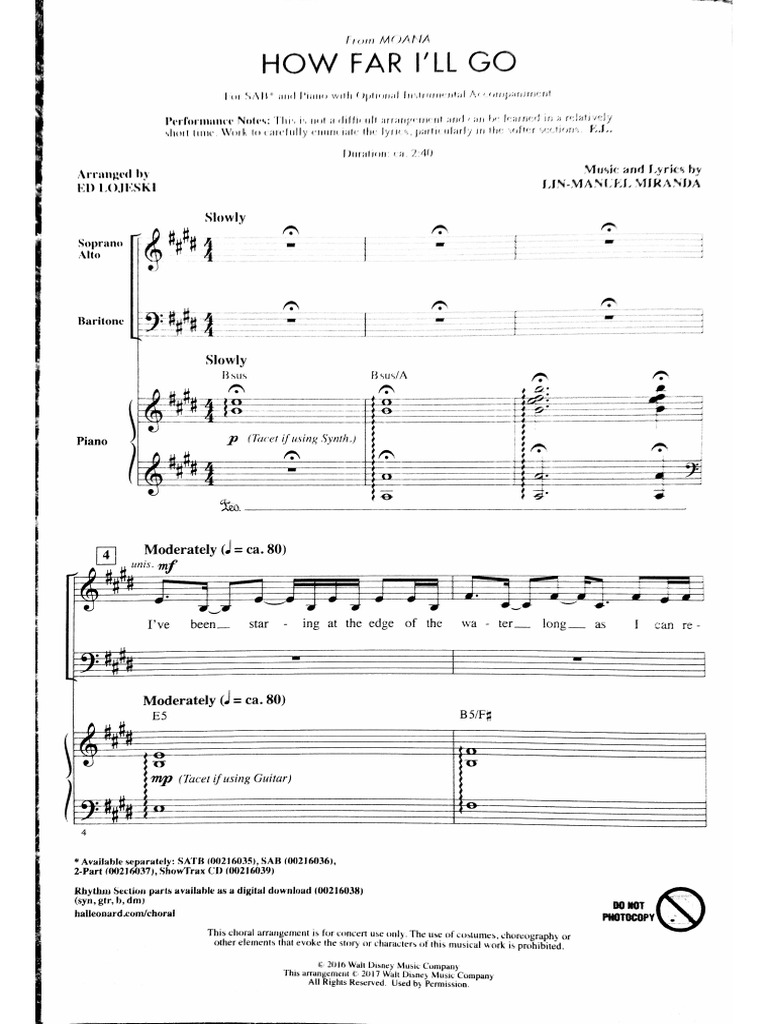 How Far Ill Go Choir PDF | PDF