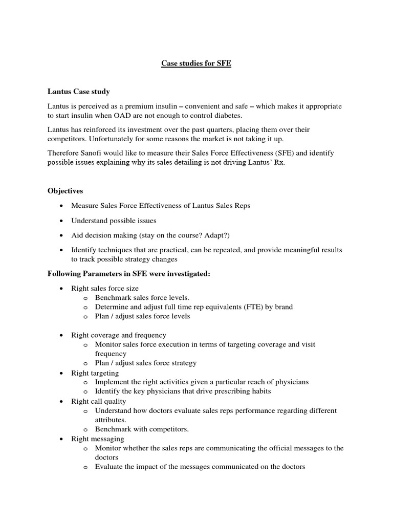 Case Studies SFE | PDF | Sales | Analytics