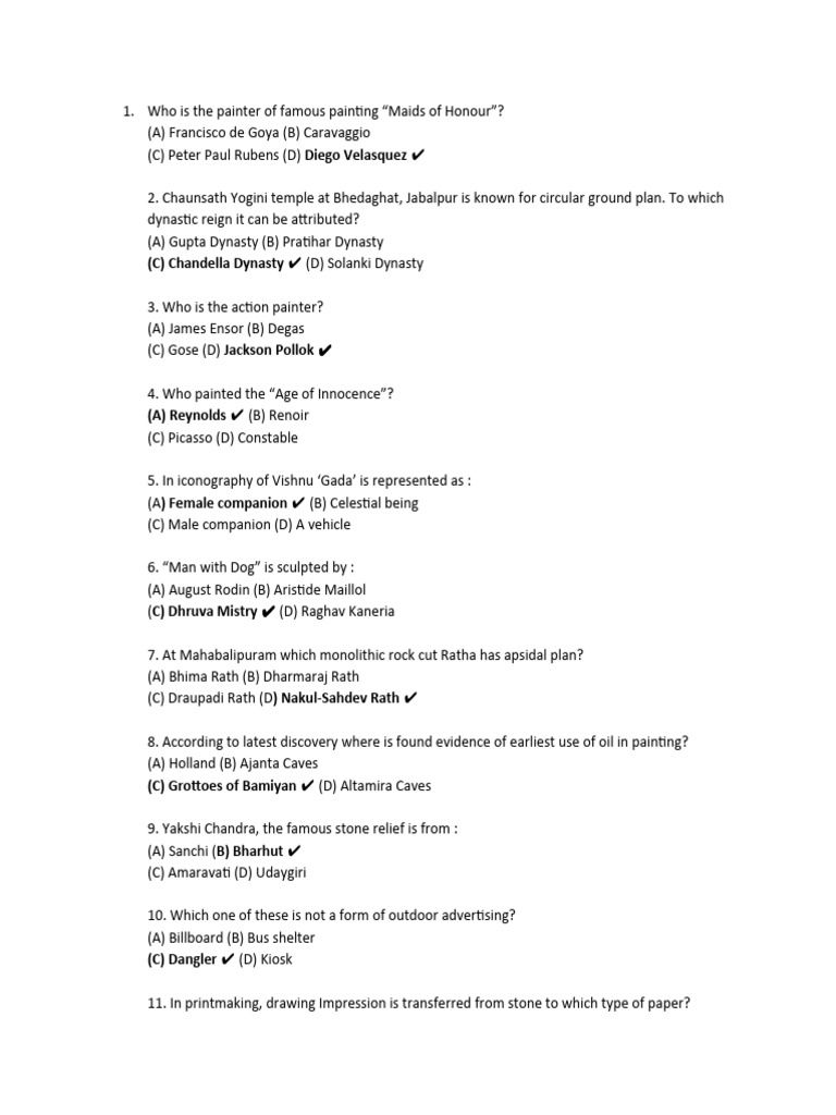 Art Questions | PDF | Paintings | Printmaking