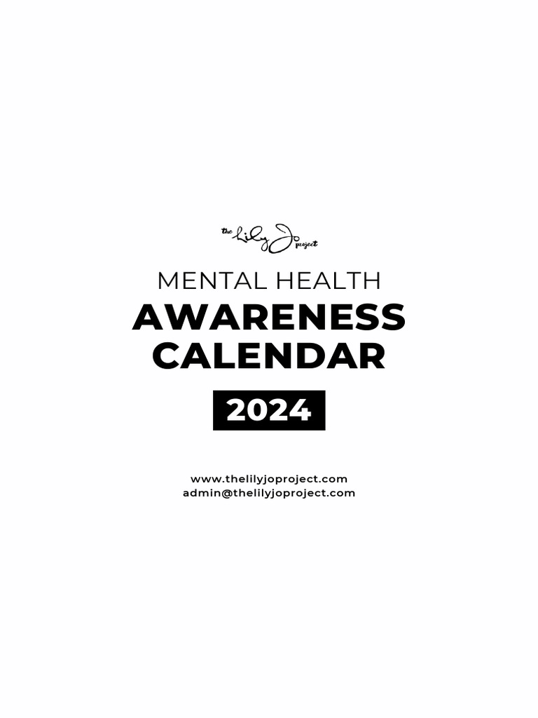 Mental Health Awareness Calendar 2024 A4 | PDF | Mental Health | Bullying