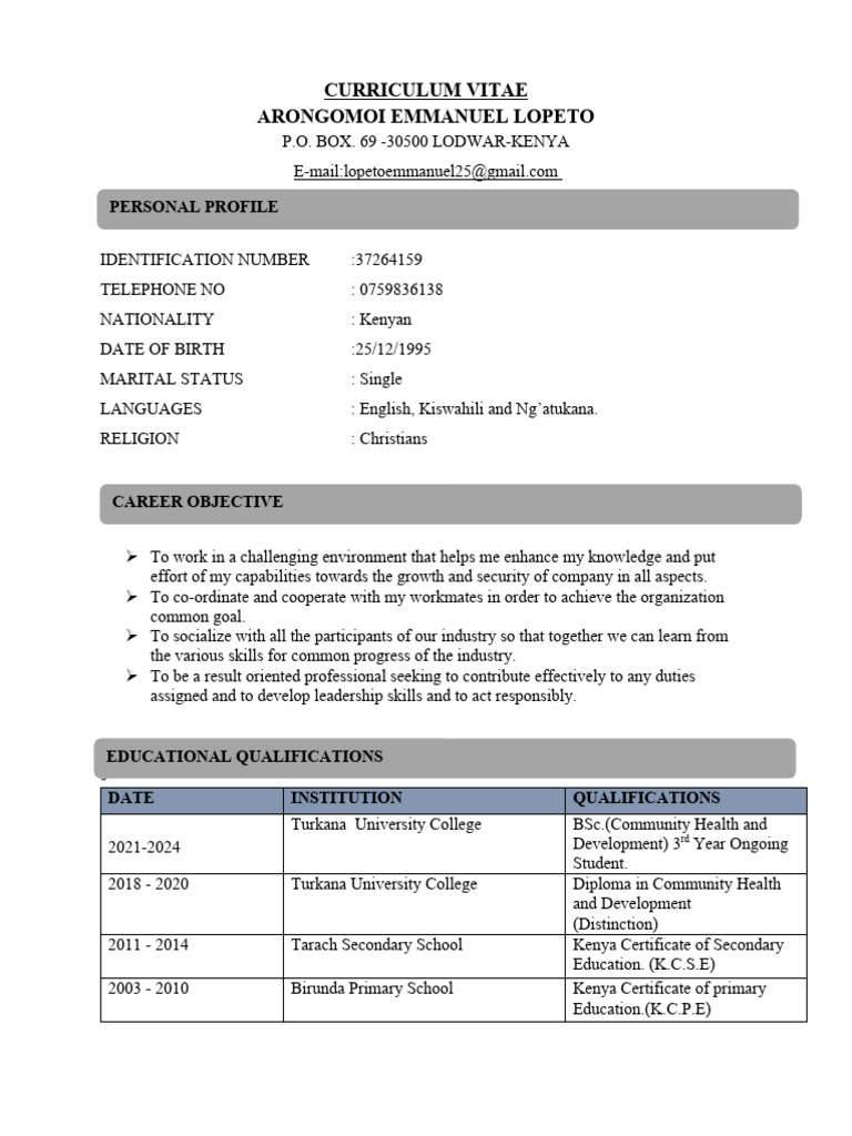 Updated CV | Download Free PDF | Kenya | Health Care