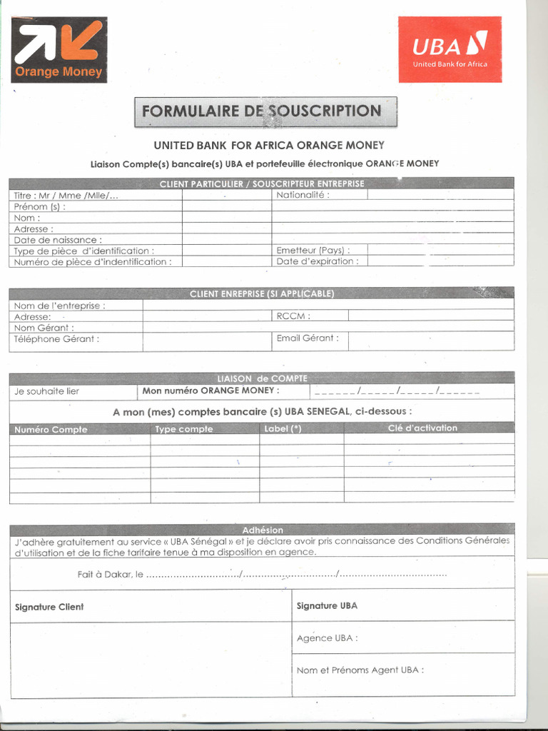 Formulaire Orange Money | PDF