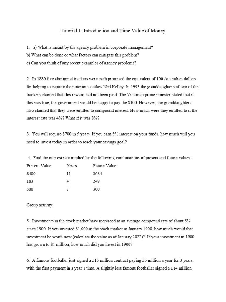 BUU22550 Tutorial 1 Intro and TVM | PDF