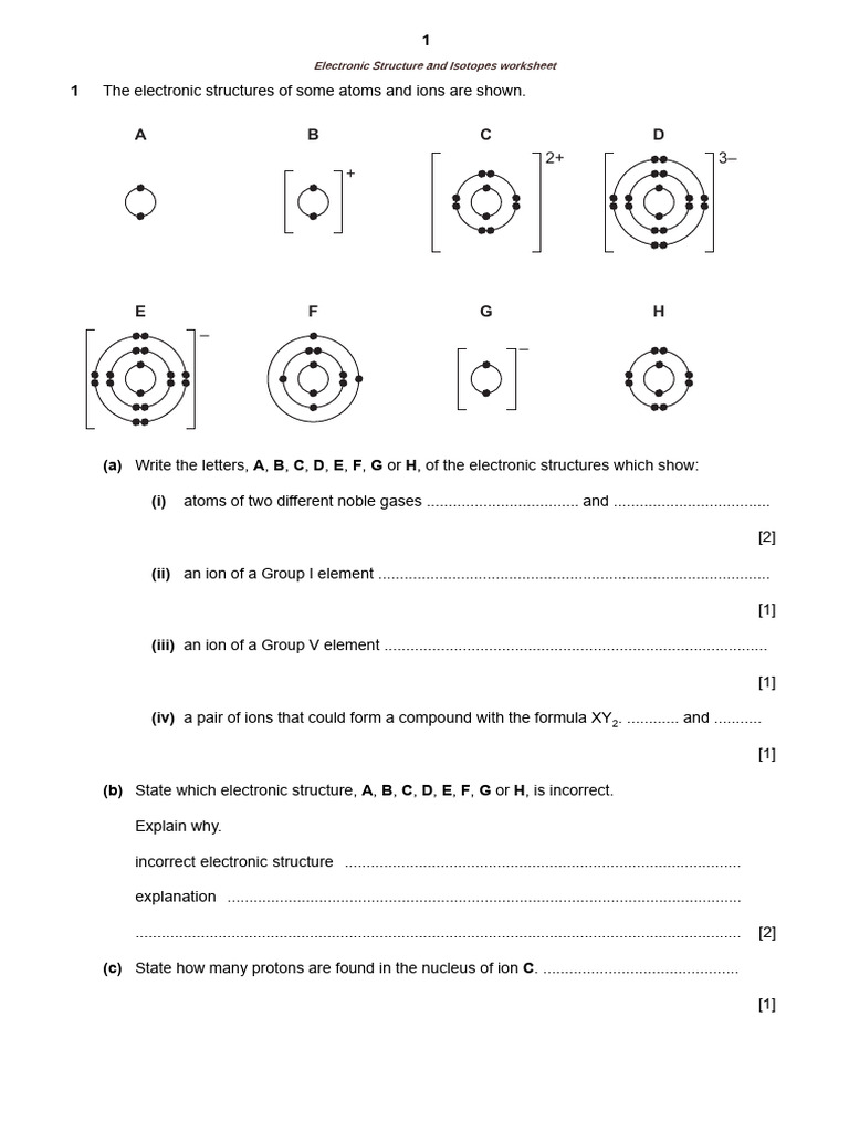 Electronic Structure and Isotopes Q | PDF | Atoms | Ion