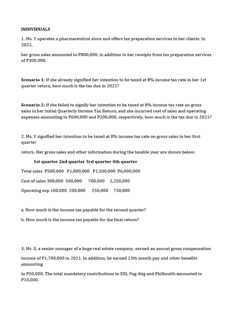 Tax Pre Test | PDF | Tax Deduction | Taxes