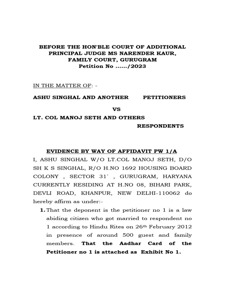 Evidence Ashu 125 | PDF | Affidavit