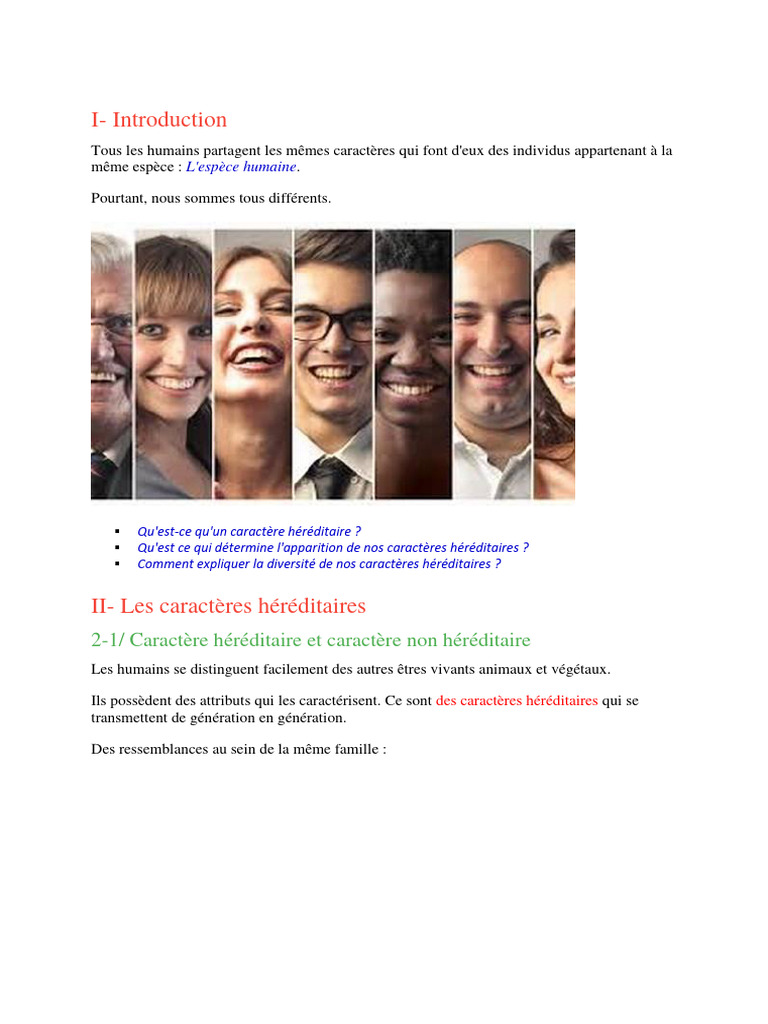 Hérédité humaine et caractères génétiques | PDF | Hérédité | Génétique