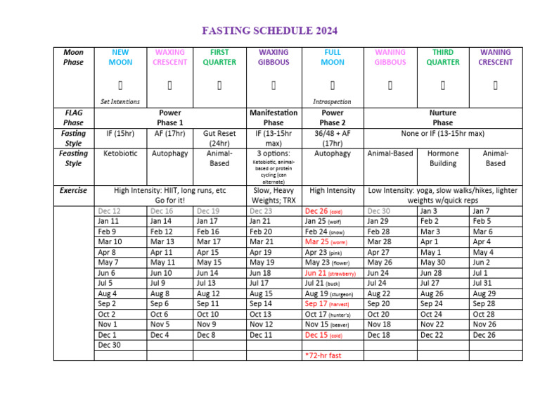 Moon Fast Schedule 2024 | PDF | Lunar Science | Planetary Science