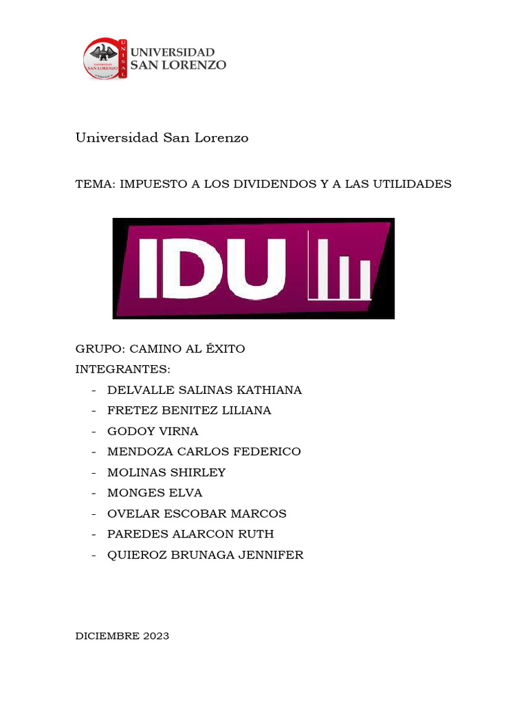 Trabajo Practico Idu 2023 | PDF | Dividendo | Impuestos