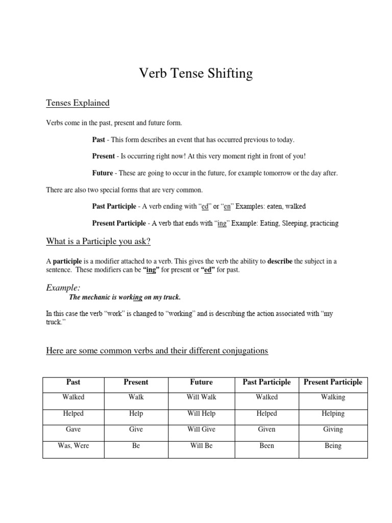 Verb Tense Shifting | PDF | Verb | Linguistic Typology