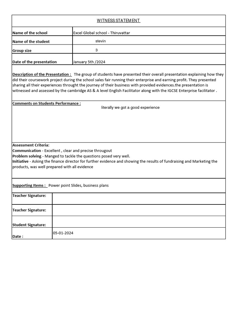 Witness Statement | PDF