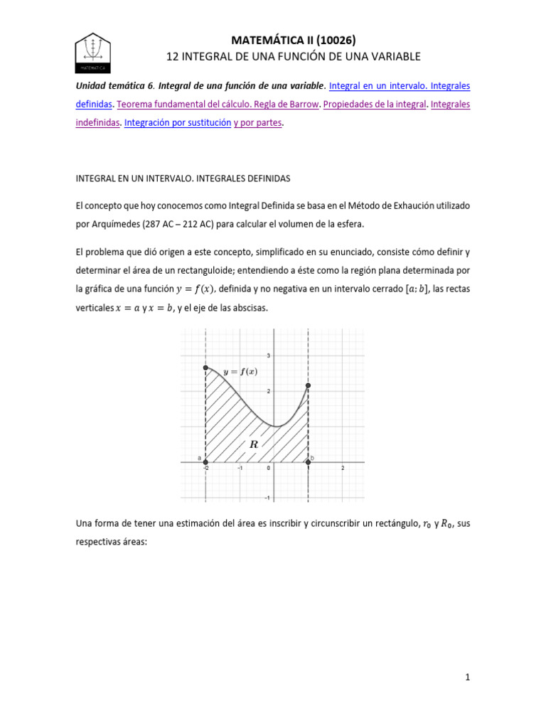 12 Integral de Una Funcion de Una Variable Real | PDF | Integral ...