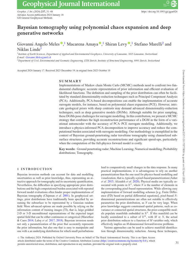 Bayesian Tomography Using Polynomial Chaos Expansion and Deep Generative Networks | PDF ...