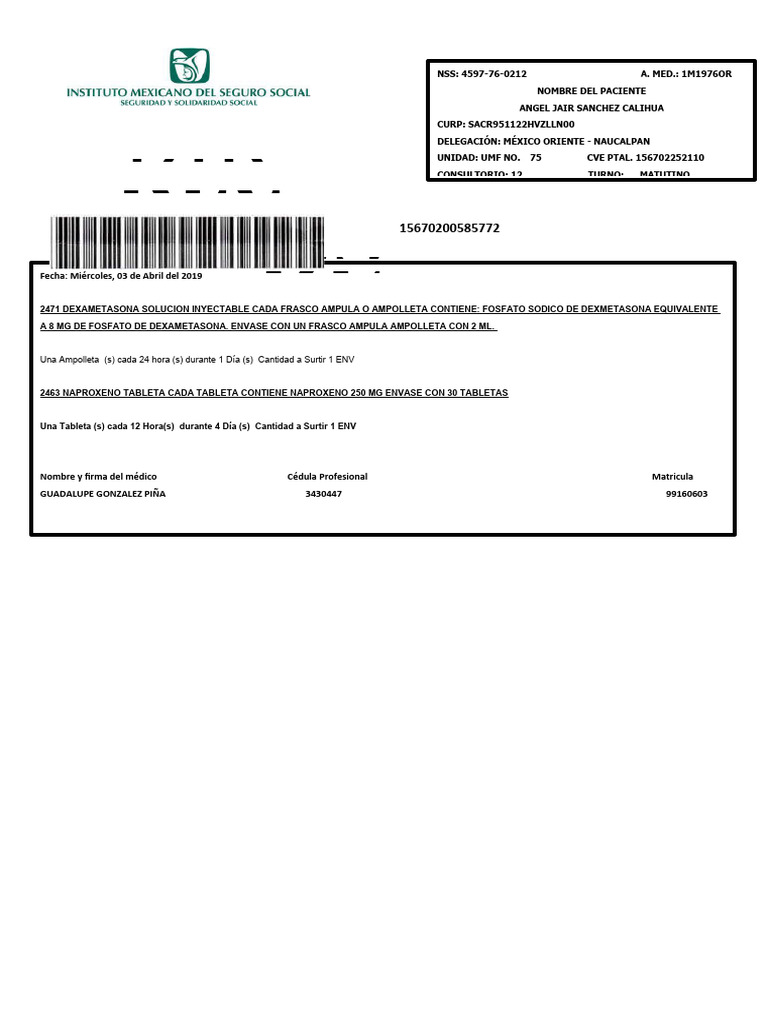 Receta IMSS Editable | PDF